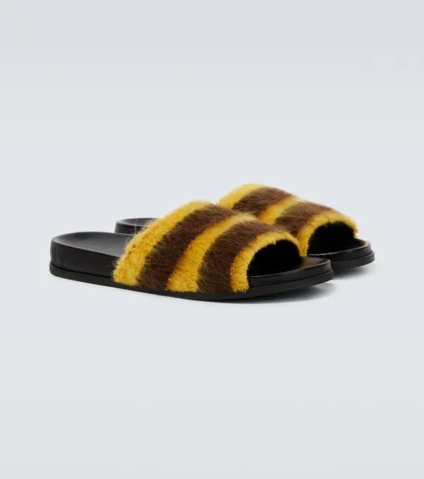 Marni Fussbett Striped Slides - Yellow