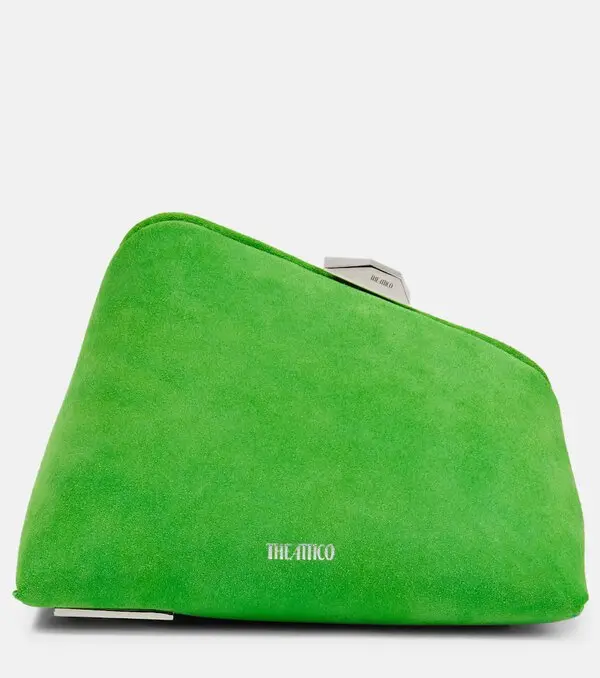Attico Suede Leather Clutch - Green