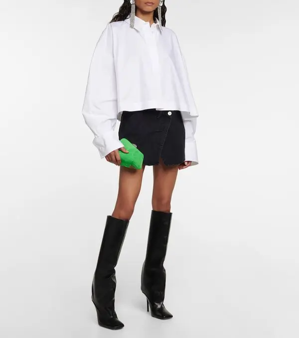 Attico Suede Leather Clutch - Green