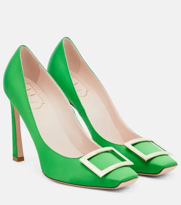 ROGER VIVIER Trompette Satin Pumps - Green