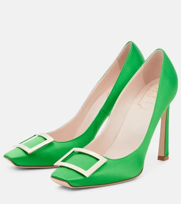 ROGER VIVIER Trompette Satin Pumps - Green