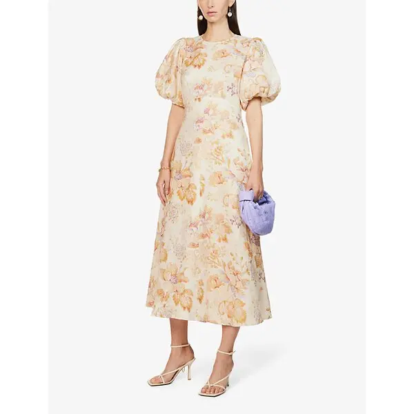 ALEMAIS Philomena Floral-print Linen Midi Dress