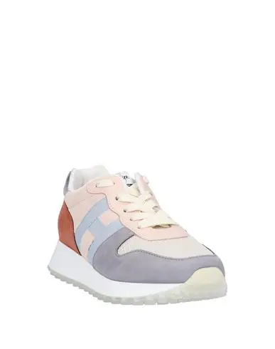 Hogan Low-top Sneakers In Leather And Textile - Pink