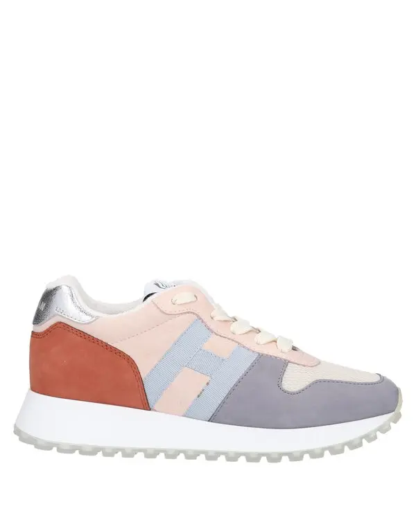 Hogan Low-top Sneakers In Leather And Textile - Pink