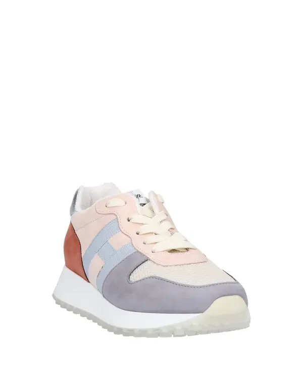Hogan Low-top Sneakers In Leather And Textile - Pink