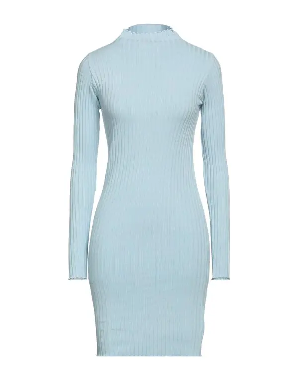 John Elliott Mini Knitted Ribbed Dress - Sky Blue