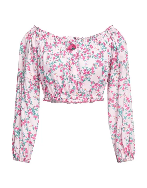 Poupette St Barth Floral-print Viscose Crop Top - Pink