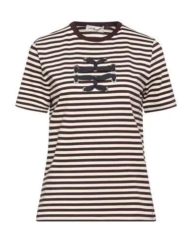 Tory Burch Embellished Striped Jersey T-shirt - Dark Brown