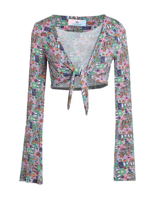 CHIARA FERRAGNI Floral Print Viscose-blend Shrug - Sky Blue