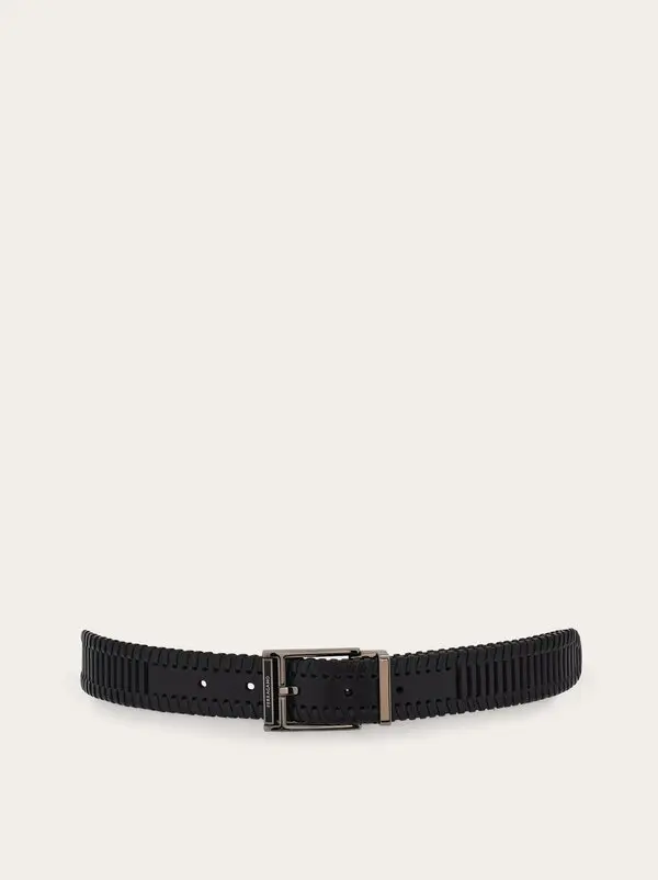 FERRAGAMO Adjustable Gancini Crocodile Leather Belt - Black
