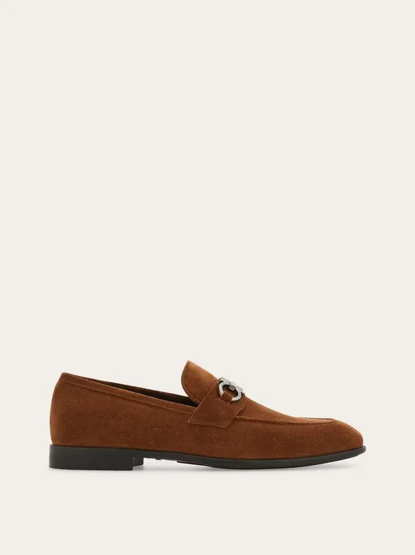FERRAGAMO Moccasin With Gancini Ornament - Brown