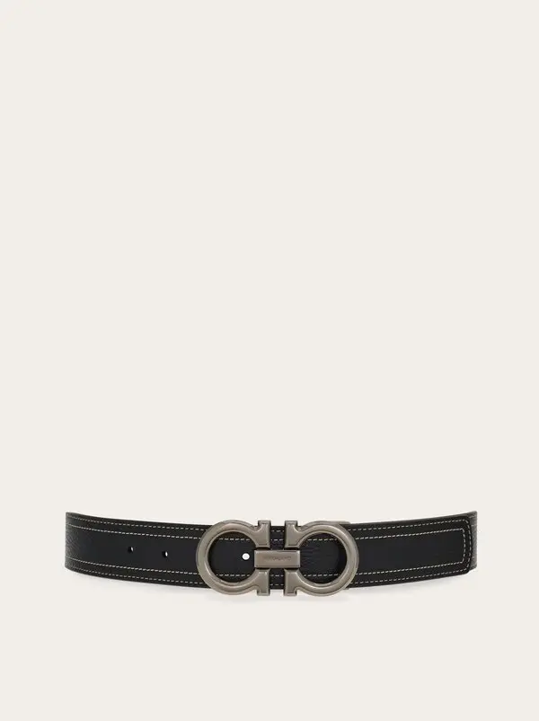 FERRAGAMO Reversible And Adjustable Gancini Belt - Black