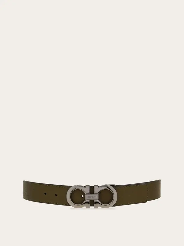 FERRAGAMO Reversible Gancini Belt - Green