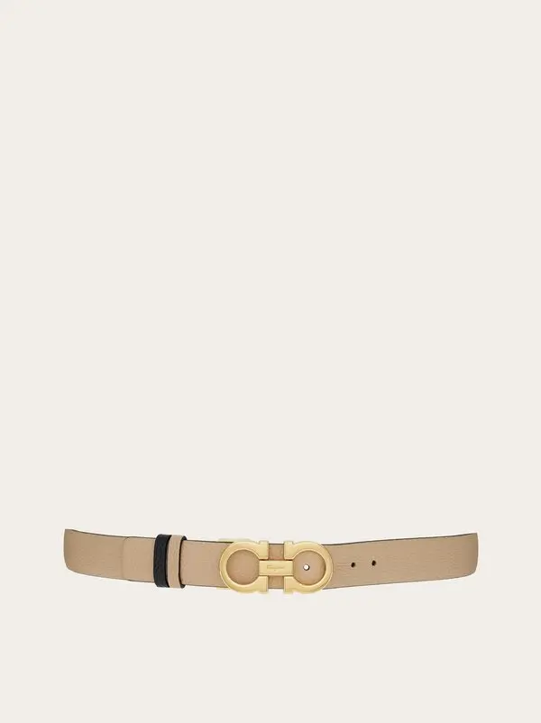 FERRAGAMO Reversible And Adjustable Gancini Belt - Beige