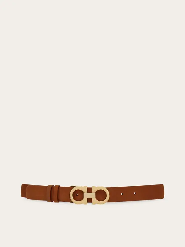 FERRAGAMO Adjustable Gancini Leather Belt - Beige