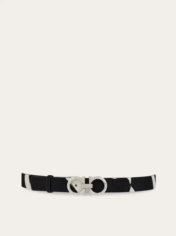 FERRAGAMO Adjustable Gancini Leather Belt - Black
