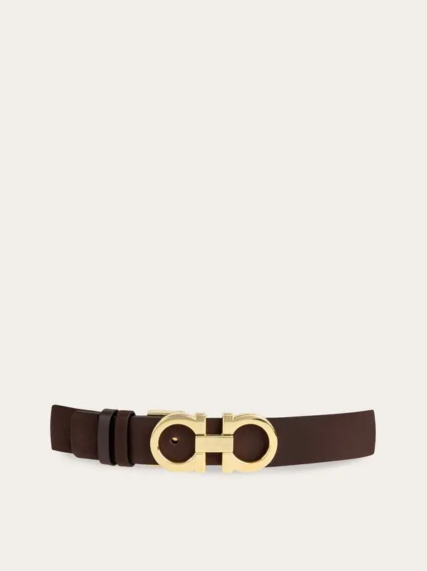 FERRAGAMO Adjustable Gancini Leather Belt - Brown