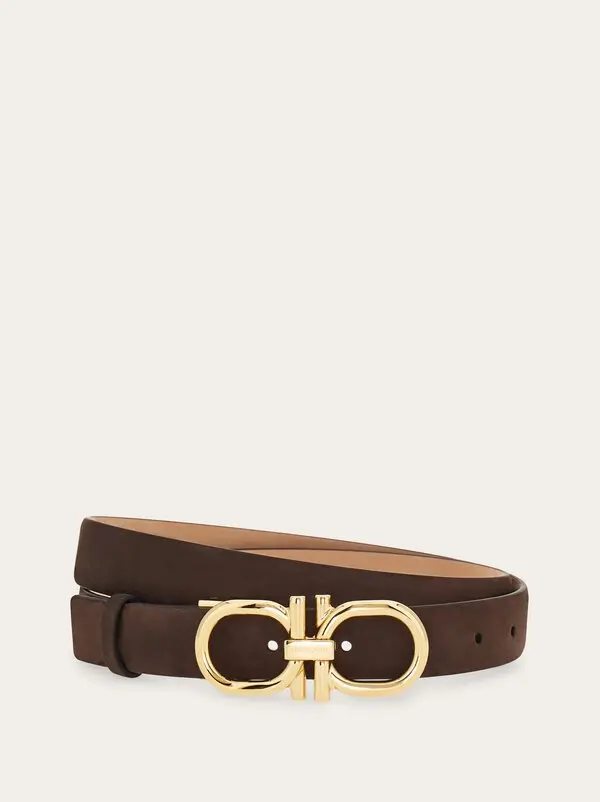 FERRAGAMO Adjustable Gancini Leather Belt - Brown