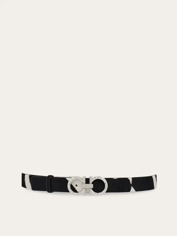 FERRAGAMO Adjustable Gancini Leather Belt - White