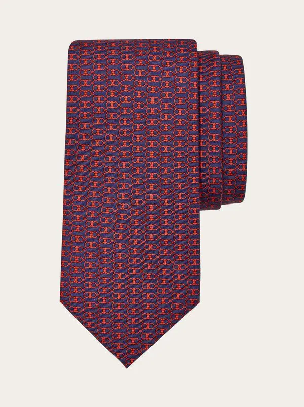 FERRAGAMO Gancini Print Neck Tie - Red
