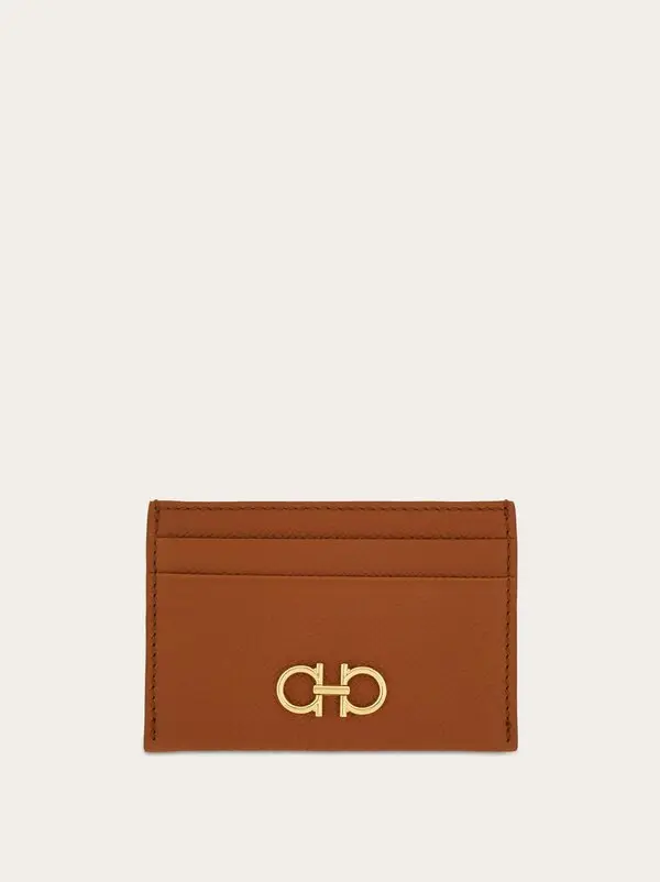 FERRAGAMO Gancini Credit Card Holder - Beige