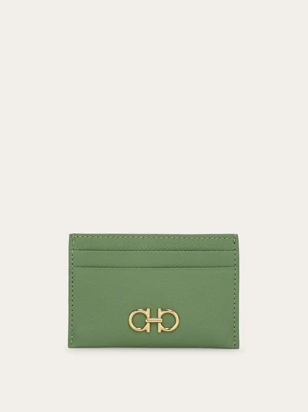 FERRAGAMO Gancini Credit Card Holder - Green