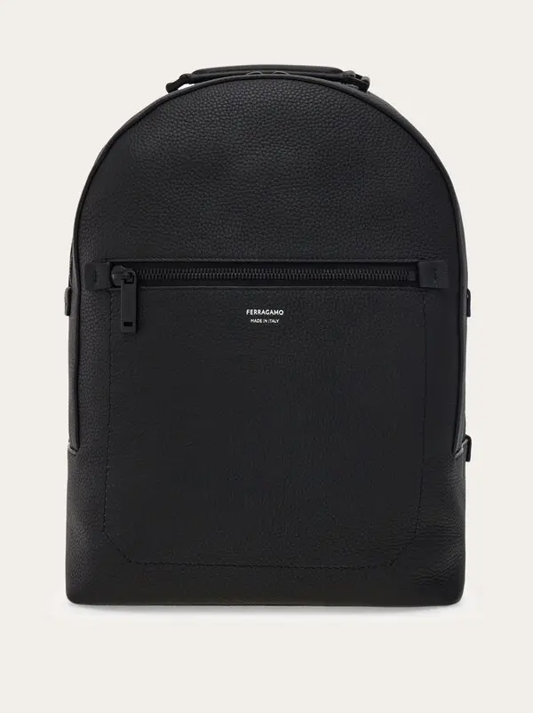 FERRAGAMO Textured Leather Backpack - Black