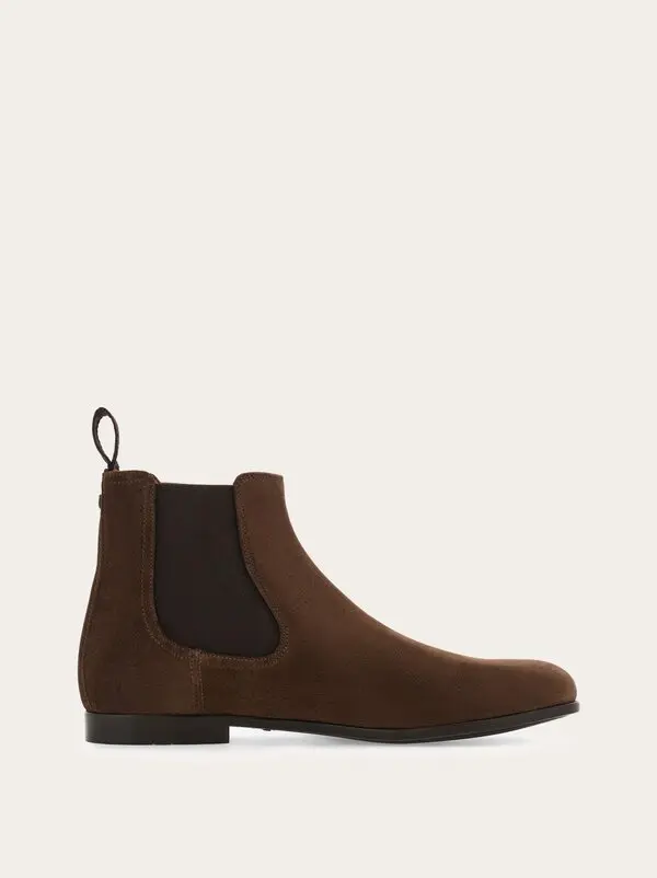 FERRAGAMO Calfskin Suede Chelsea Boots - Brown
