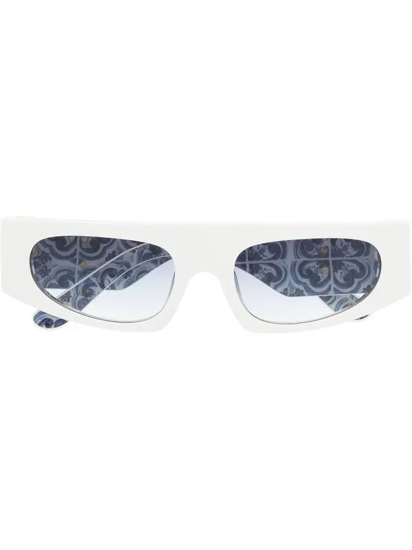 Dolce & Gabbana Logo-plaque Square-frame Sunglasses - White
