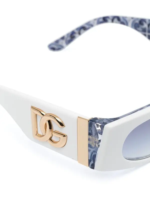 Dolce & Gabbana Logo-plaque Square-frame Sunglasses - White
