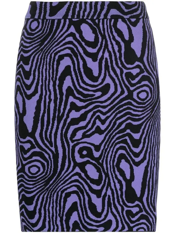 Moschino Graphic-pattern Knitted Mini Skirt - Purple