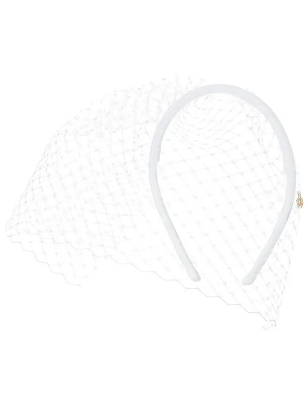 MAISON MICHEL Veil-detail Satin Headband - White