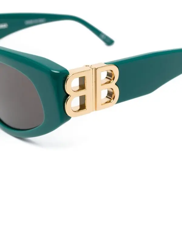Balenciaga Logo-plaque Cat-eye Sunglasses - Green