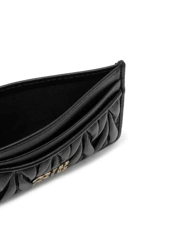 Miu Miu Macramé Textured Card Holder - Black