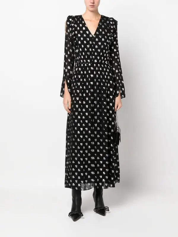 Karl Lagerfeld Metallic Monogram-print Maxi Dress