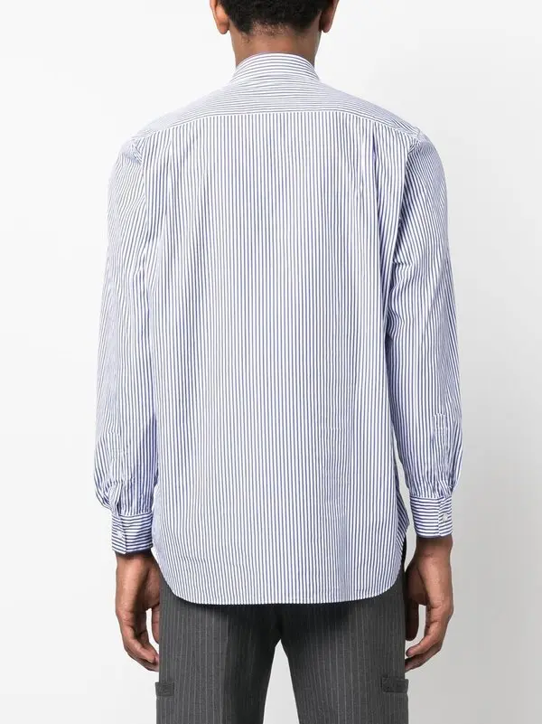 Play Comme Des Garcon Embroidered-logo Striped Shirt - Blue