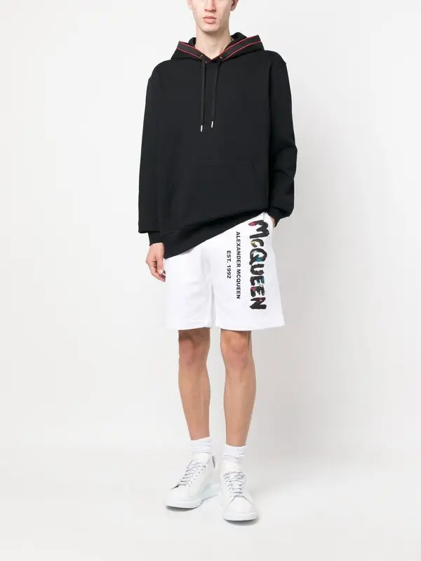 Alexander McQueen Graffiti Print Track Shorts - White