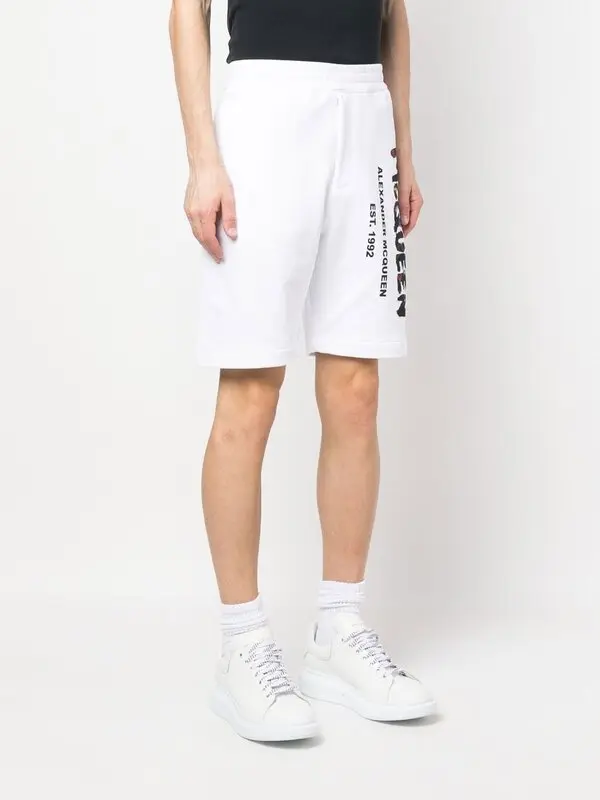 Alexander McQueen Graffiti Print Track Shorts - White