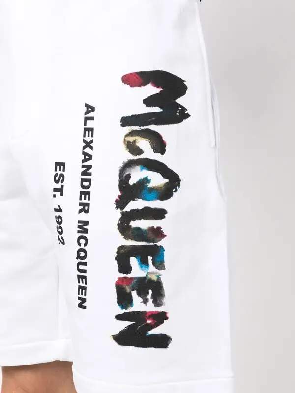 Alexander McQueen Graffiti Print Track Shorts - White