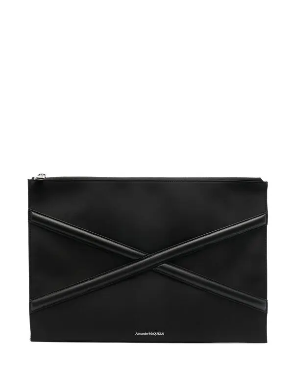 Alexander McQueen Harness Logo-print Clutch - Black