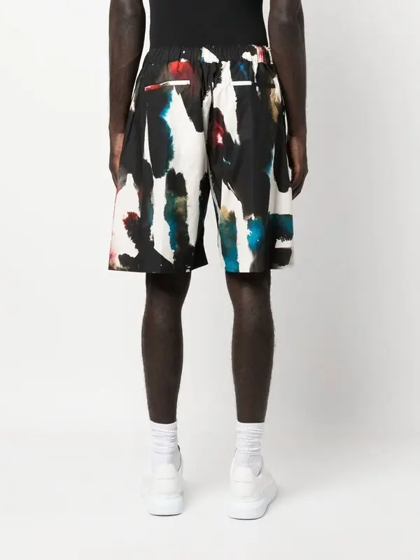 Alexander McQueen Logo-print Straight-leg Shorts - Black
