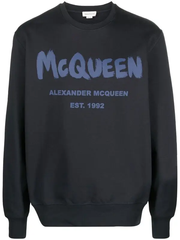Alexander McQueen Graffiti Logo-print Sweatshirt - Blue