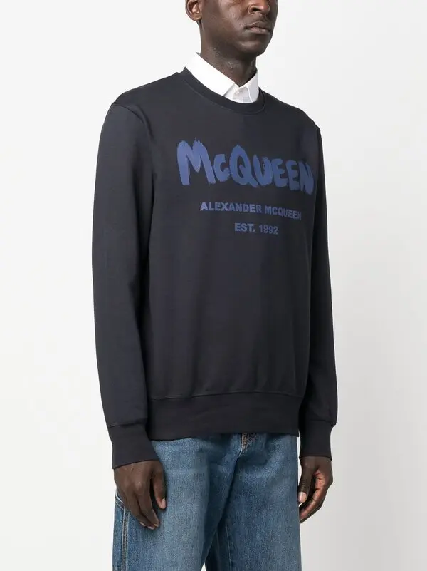 Alexander McQueen Graffiti Logo-print Sweatshirt - Blue
