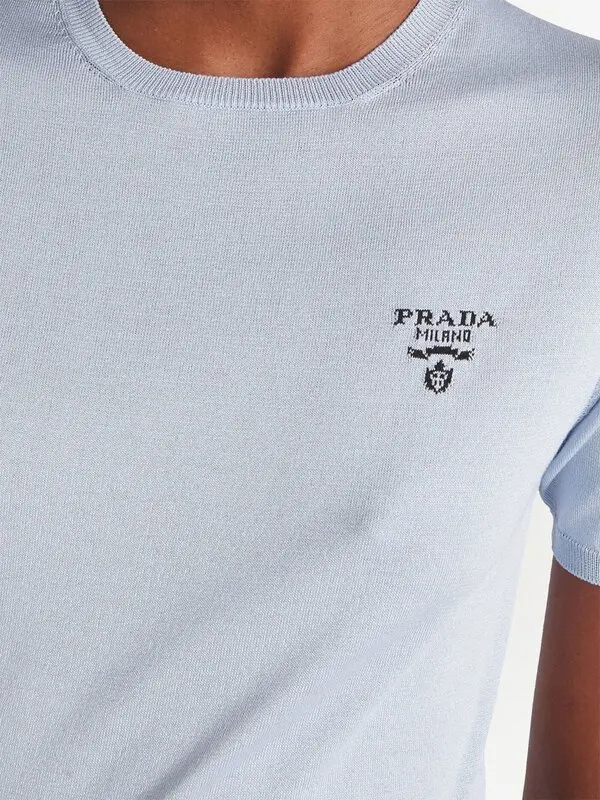 Prada Logo-intarsia Short-sleeve Jumper