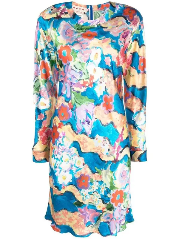 Marni Abstract-print Mini Dress - Blue