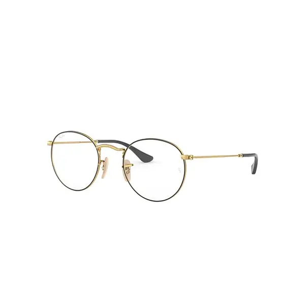 Ray-ban Round Metal Optics Eyeglasses Frame - Black On Gold