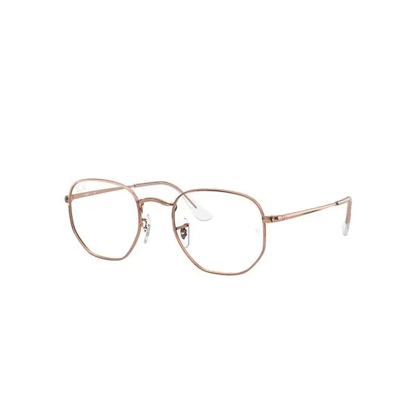 Ray-ban Hexagonal Optics Eyeglasses Frame Clear Lenses - Shiny Rose Gold