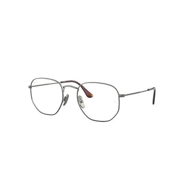 Ray-ban Hexagonal Titanium Optics Eyeglasses Frame Clear Lenses Polarized - Gunmetal