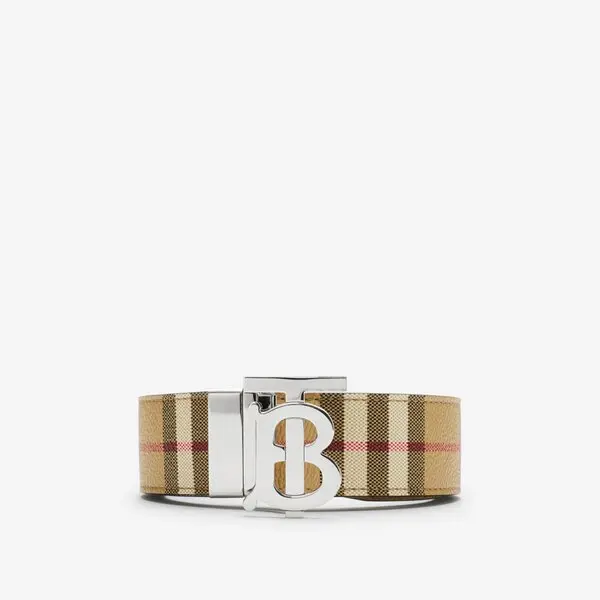 Burberry Reversible Check Tb Belt - Archive Beige/silver