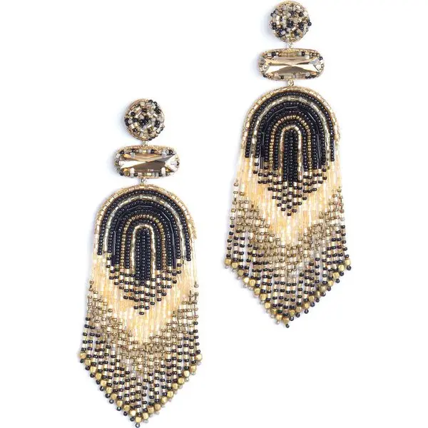 Deepa Gurnani Ishani Beaded Drop Earrings - Black Multi